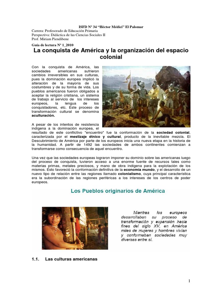 Guia de Actividades y Secuencia Didactica Conquista de America | PDF ...