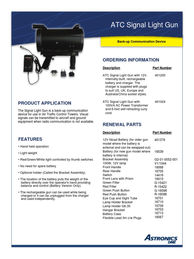 ATC Signal Light Gun Overview | PDF | Battery Charger | Battery ...