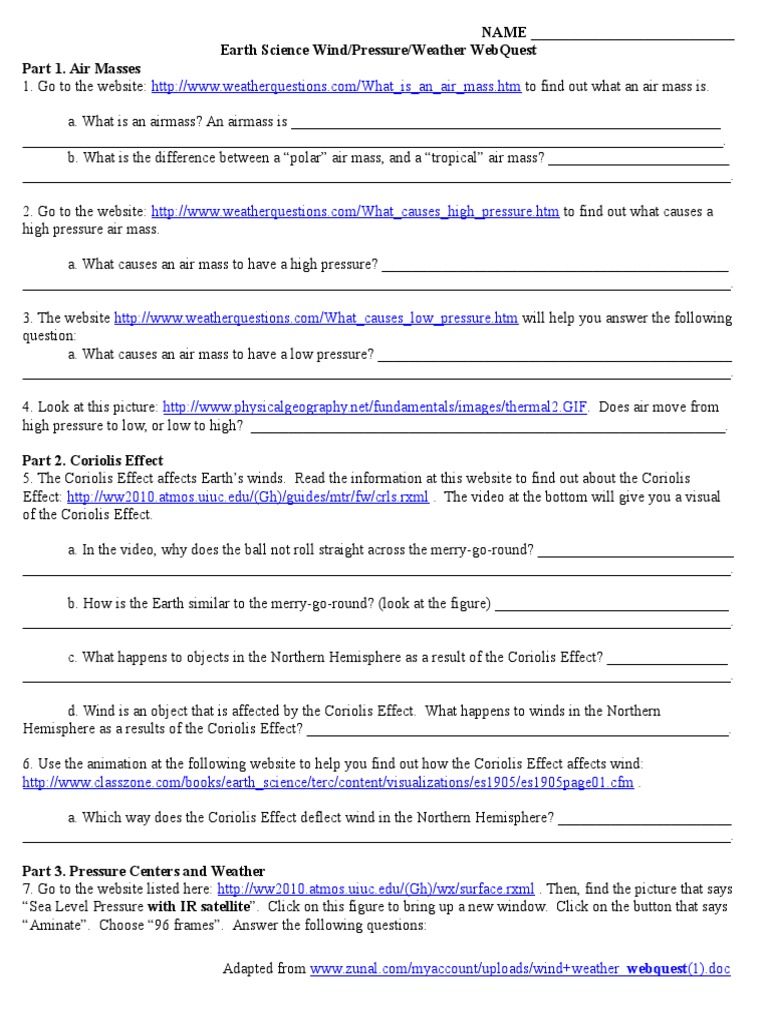 Webquest Wind and Weather | PDF | Wound | Weather