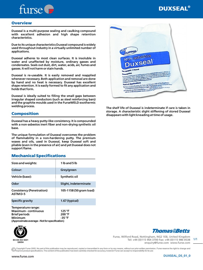 Duxseal: (Approximate Average - Not For Specification) | PDF | Building ...