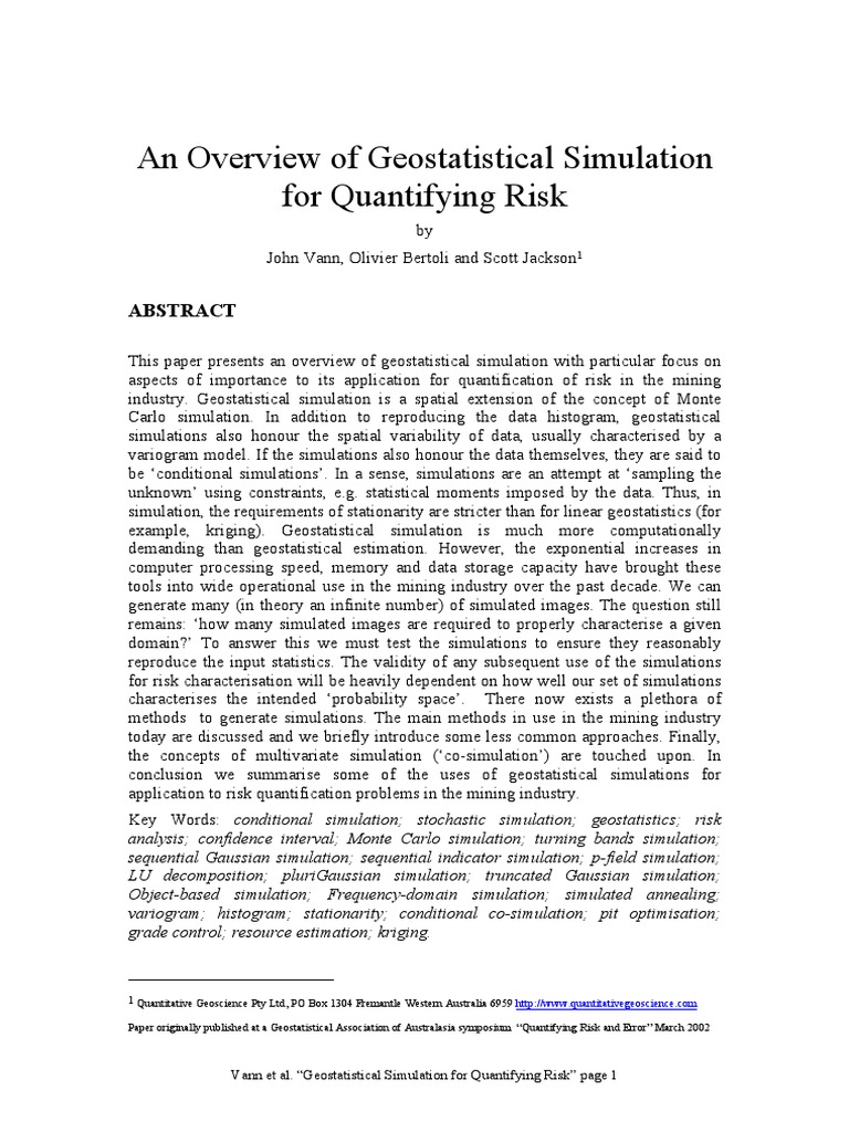 Geostatistical Overview | PDF | Simulation | Normal Distribution