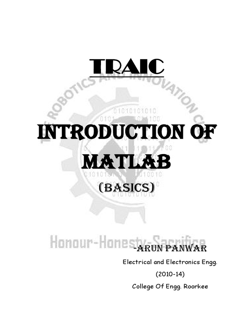 Traic Introduction of Matlab: (Basics) | PDF | Matlab | Matrix ...