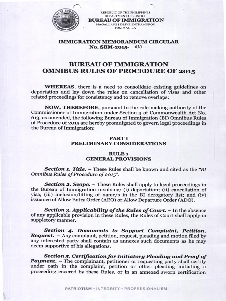 BI Omnibus Rules of Procedure PDF | PDF