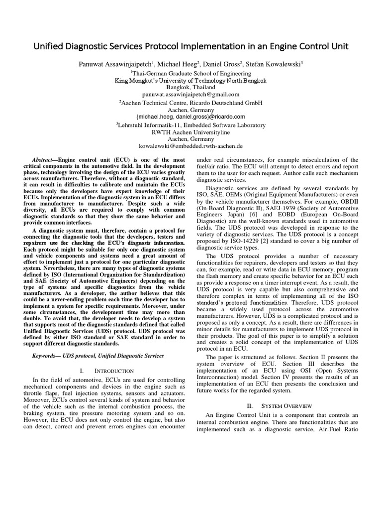 UDS Protocol Implementation in Automotiv PDF | PDF | Osi Model | Computer Network
