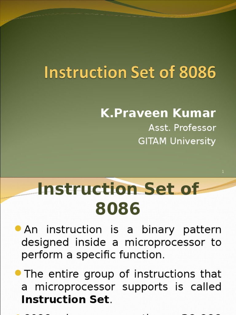 Kpraveen Kumar Asst Professor Gitam University Pdf Binary Coded Decimal Instruction Set 