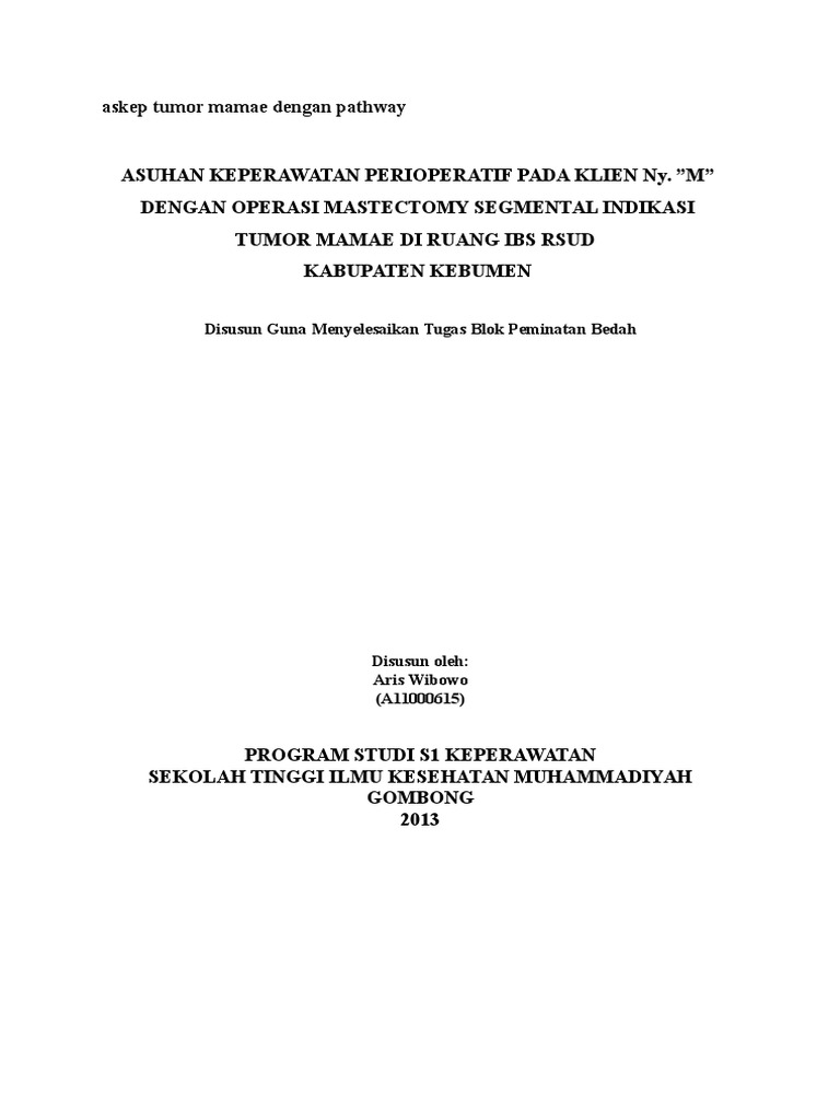 Askep Tumor Mamae Dengan Pathway | PDF | Pengembangan Diri