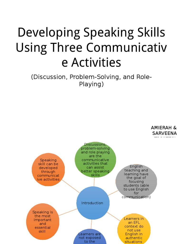 Developing Speaking Skills Using Three Communicativ e Activities | PDF ...