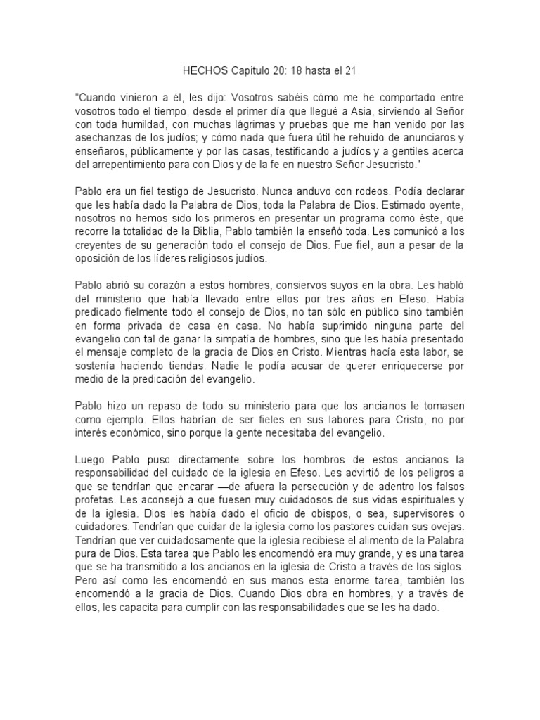HECHOS Capitulo 20 | PDF | Pablo el apóstol | Fe