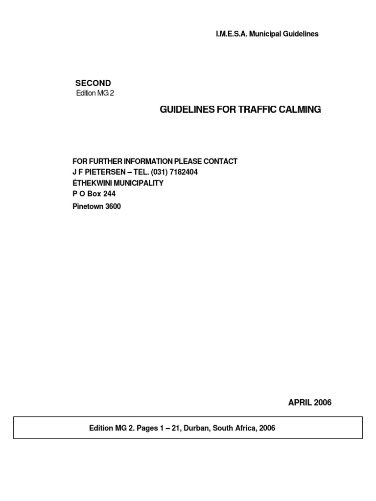 Traffic Calming Guidelines | PDF | Traffic | Road