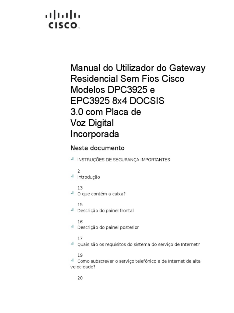 Manual Cisco DPC3925 EPC3925 ComWiFi-1374090683806 | PDF | Internet ...