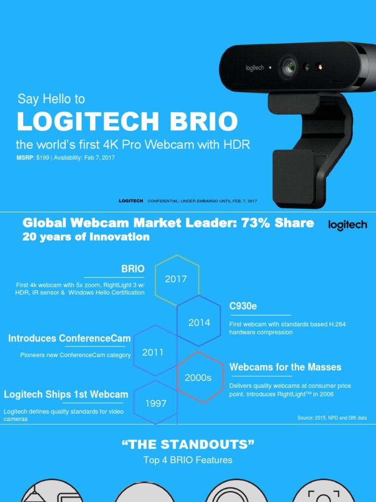 Logitech BRIO Presentation | PDF | High Dynamic Range Imaging | Imaging