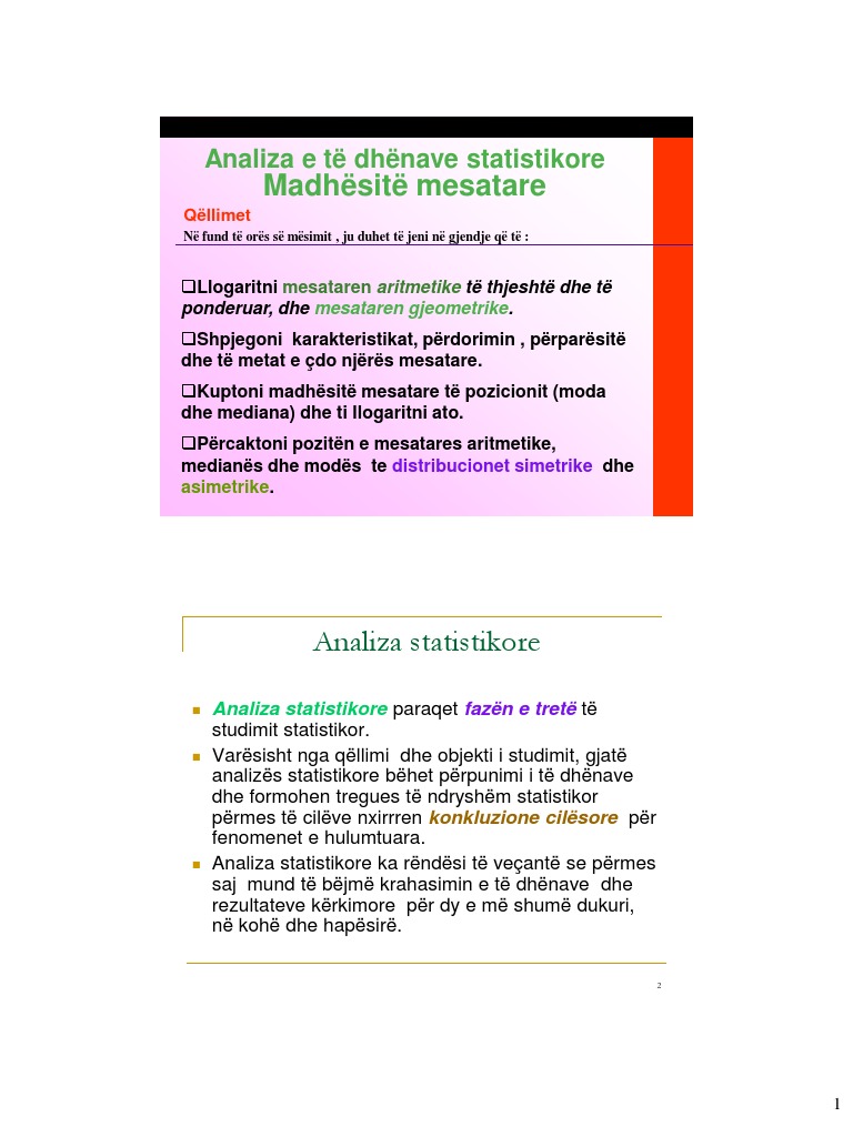 STATISTIKE Madhesite Mesatare | PDF