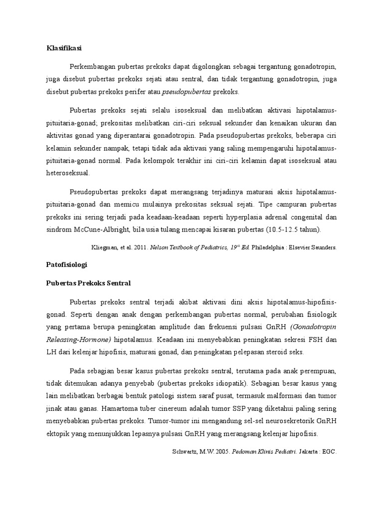 Klasifikasi Pubertas Prekoks pada Anak | PDF