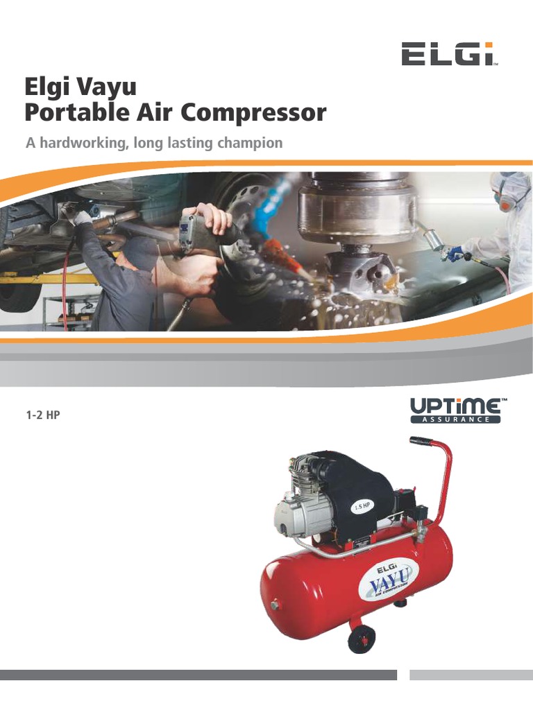 Elgi Vayu Portable Air Compressor Overview | PDF | Vehicle Technology ...