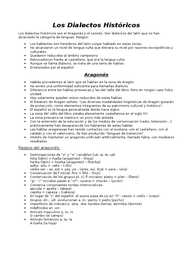 Los Dialectos Históricos | Descargar gratis PDF | Lengua española ...