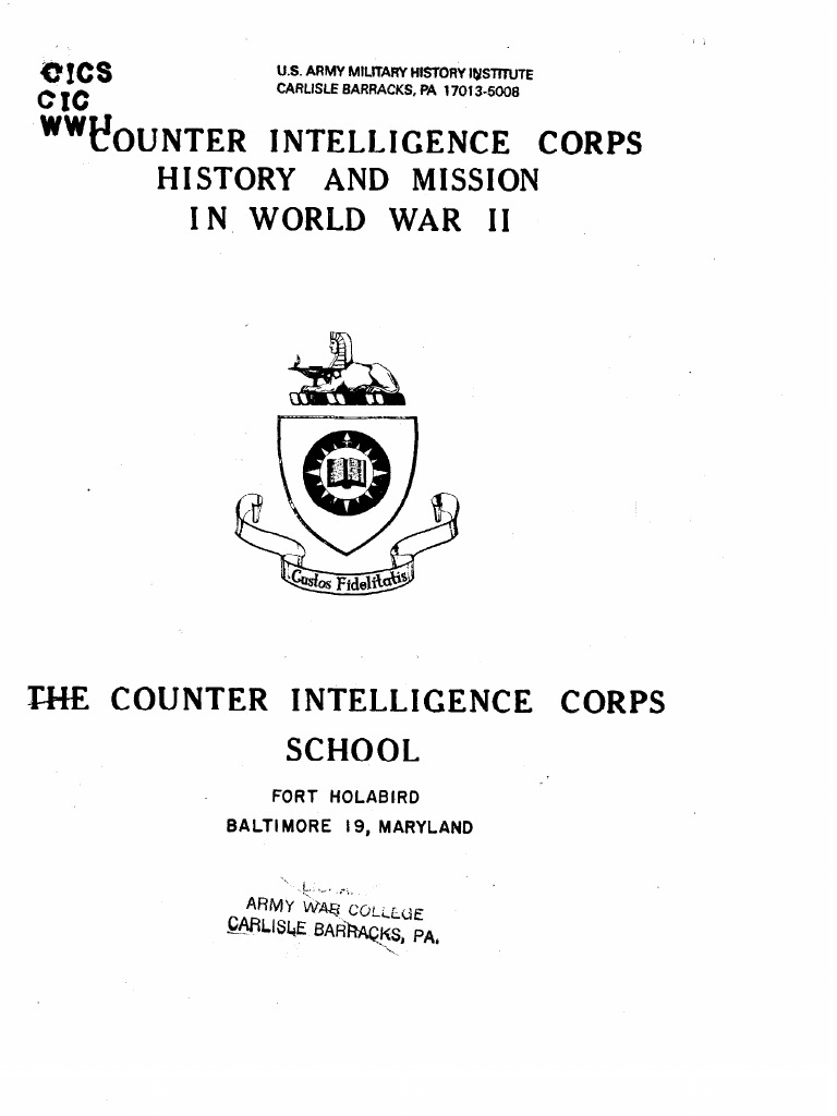 WWII Counter Intelligence Corps | Counterintelligence | Staff (Military)