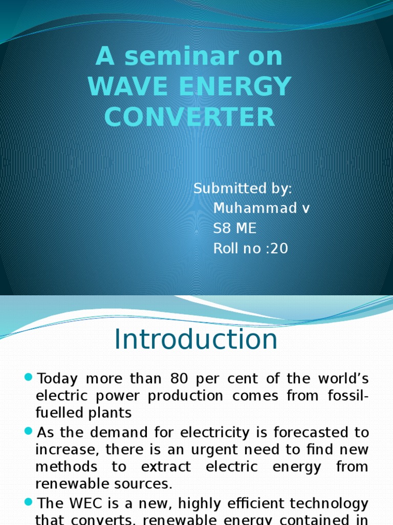 Wave Energy Converter Seminar Overview | PDF | Electric Generator | Nature