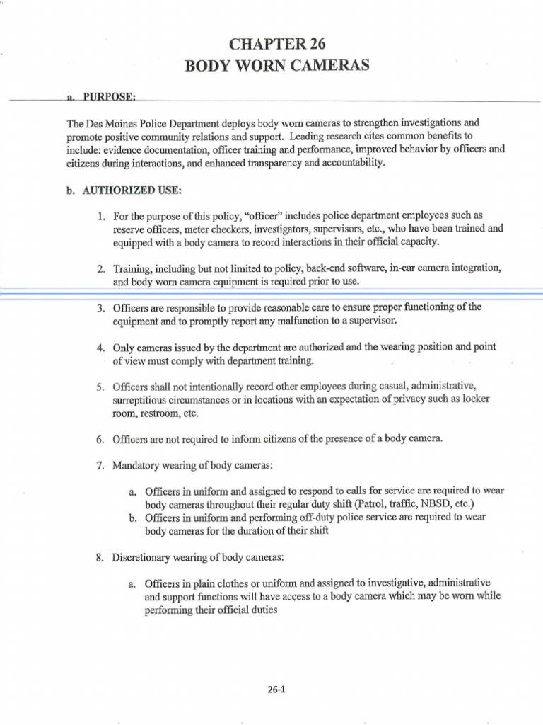 Des Moines Police Department's Body Camera Policy | PDF