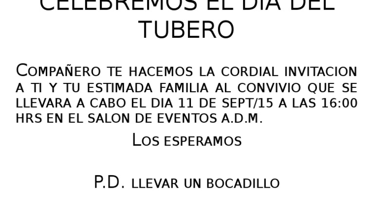Celebremos El Dia Del Tubero | PDF