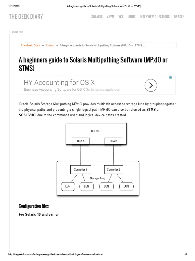 A Beginners Guide To Solaris Multipathing Software (MPxIO or STMS ...