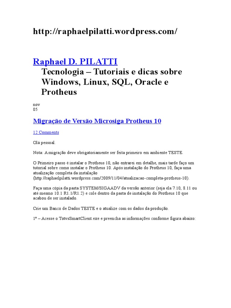 Instalação Do Protheus | PDF | Microsoft SQL Server | Gestão de ...