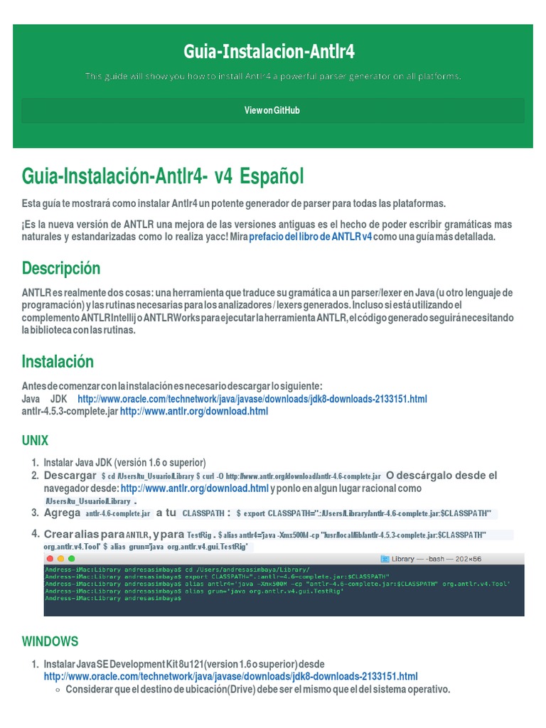 ANTLR | PDF | Java (lenguaje de programación) | Sintaxis