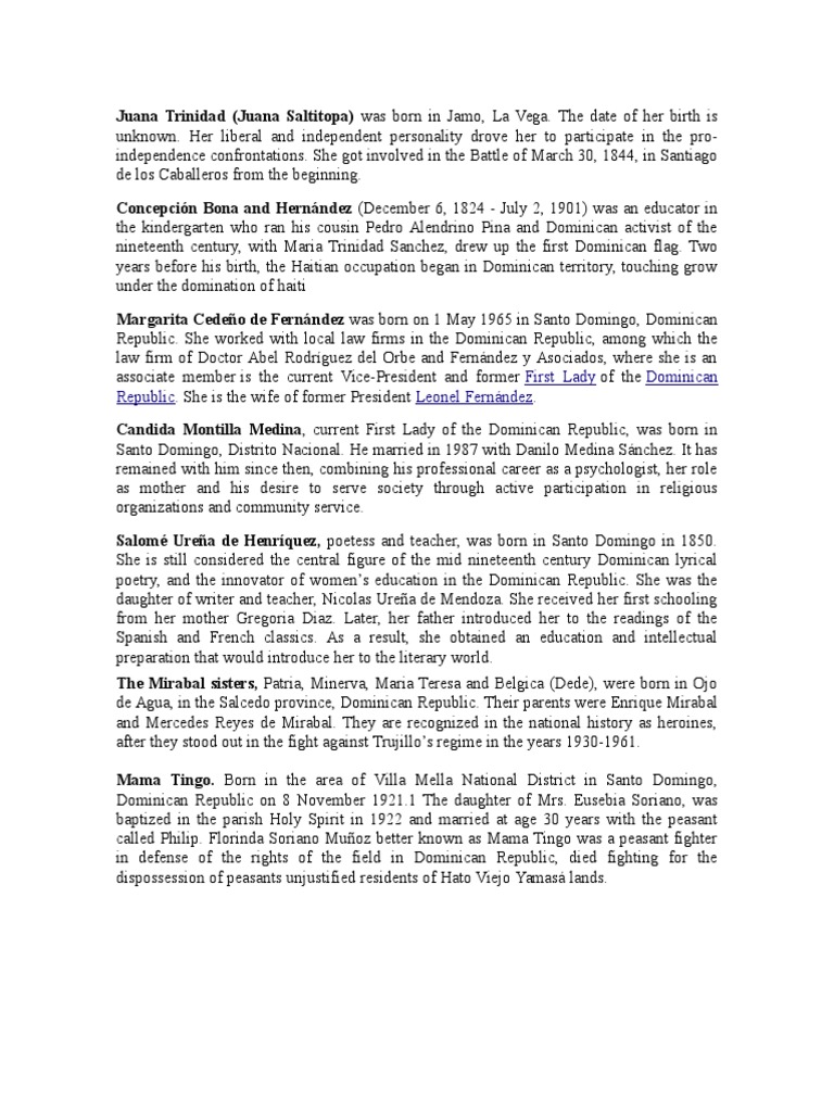 Biografias Dia de La Mujer | PDF | Latin American People | Dominican ...