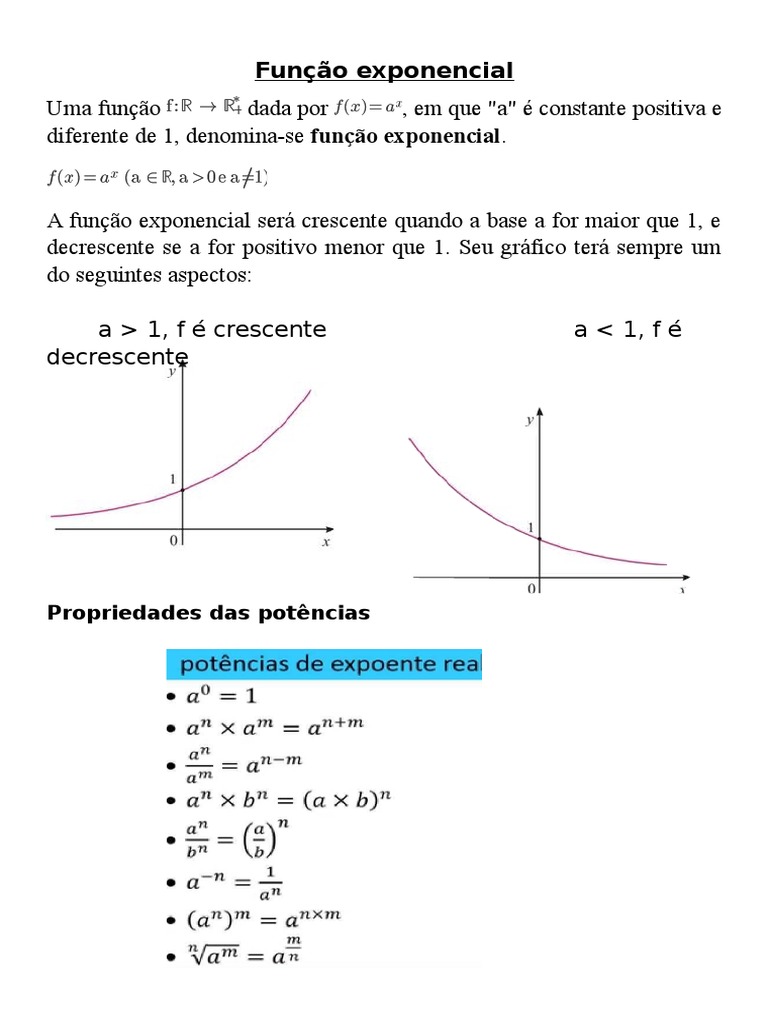 Função Exponencial A9 Aula 1 | PDF | Função exponencial | Analise ...