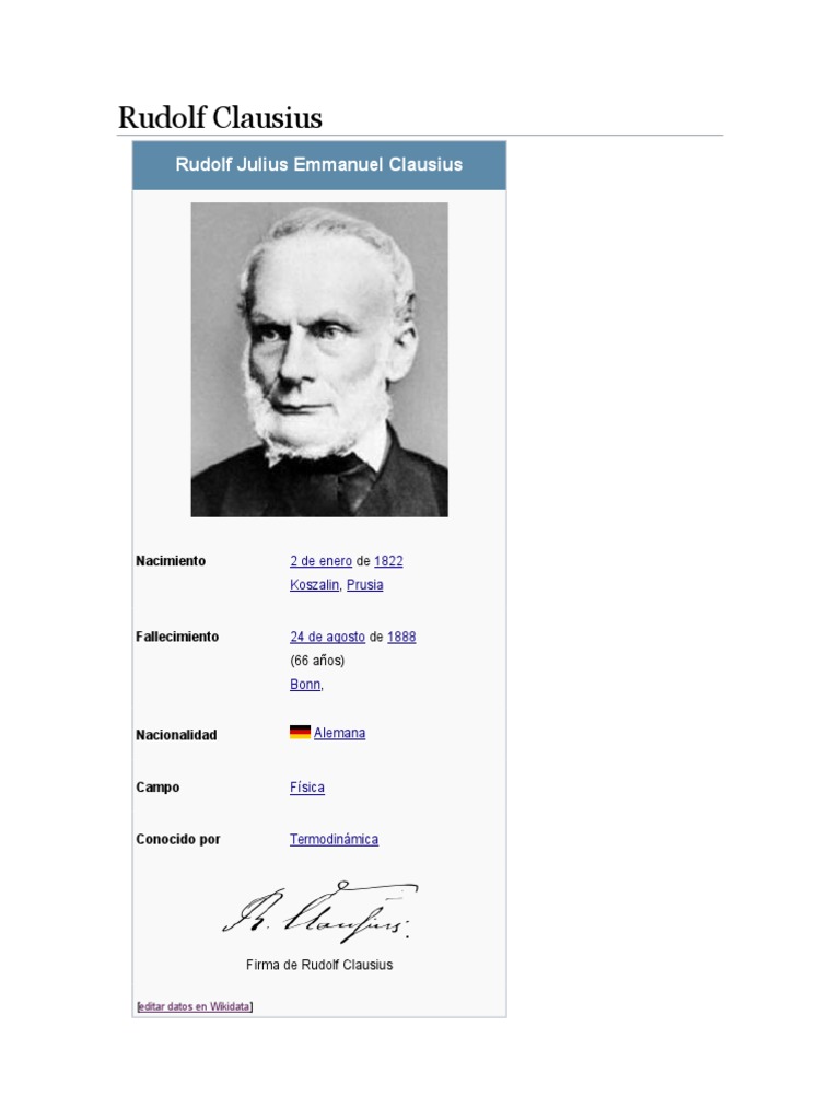 Biografía de Rudolf Clausius | PDF | Mecanica clasica | Mecánica