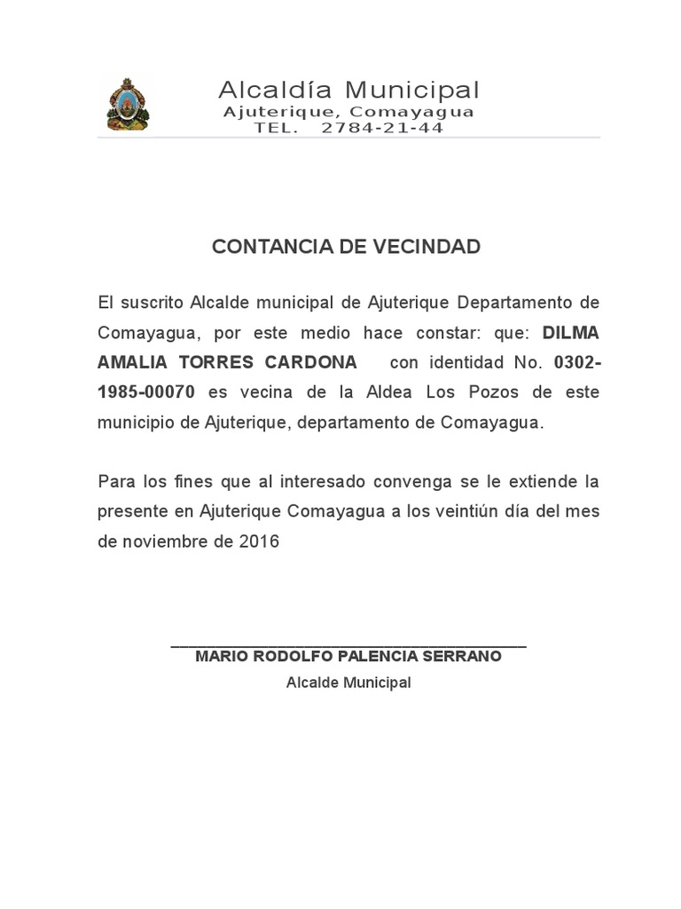 Constancia de Vecindad | PDF