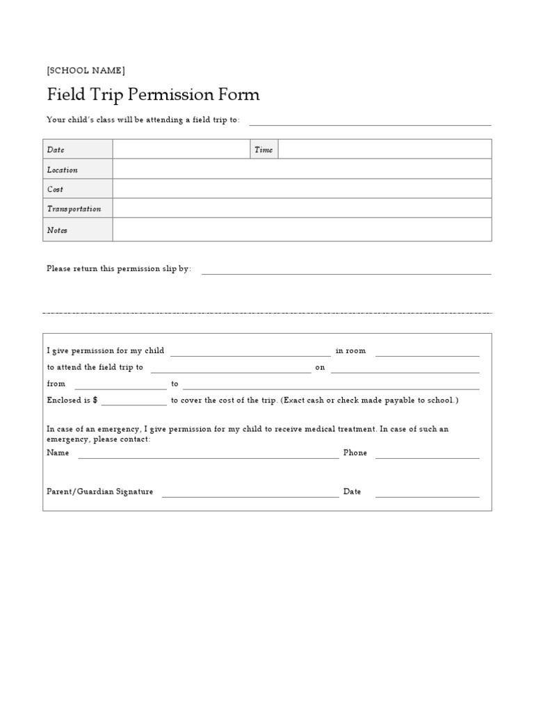 School Field Trip Permission Slip | PDF