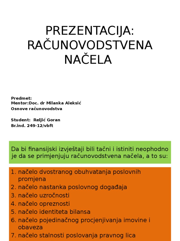 Osnove Računovodstva Prezentacija | PDF