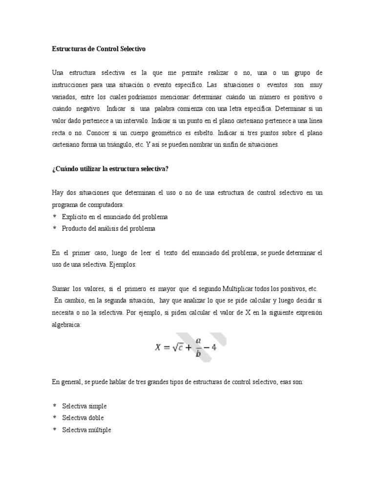 Estructuras de Control Selectivo Java Script | PDF | Multiplicación | Flujo de control