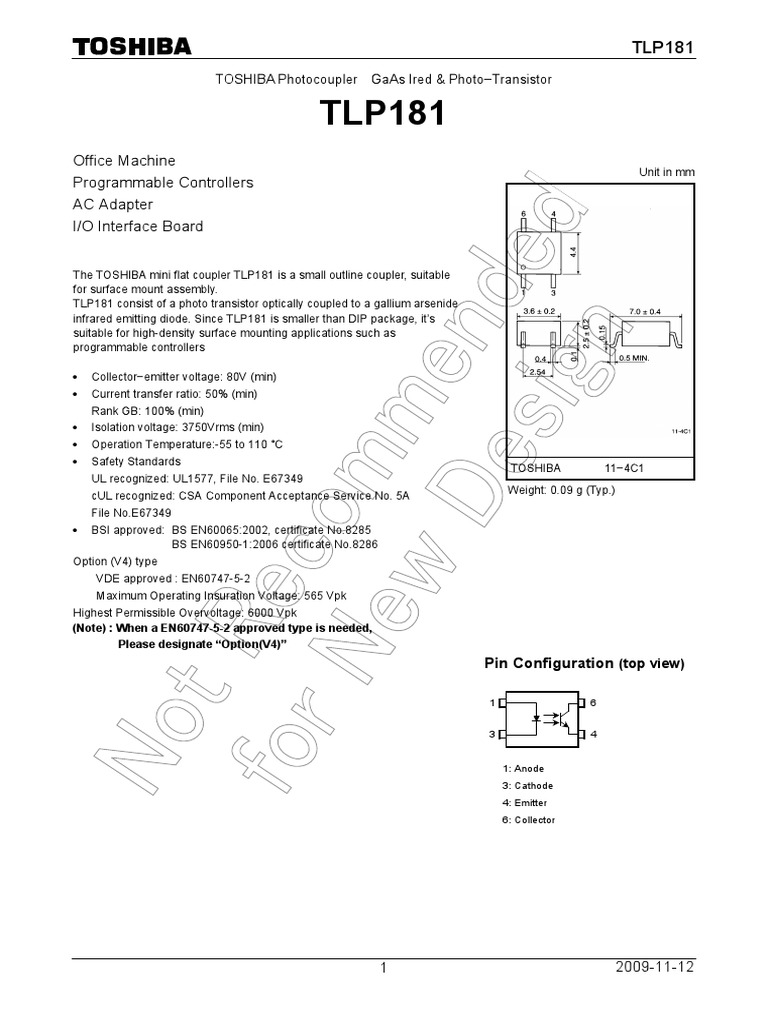 TLP181 Datasheet en 20091112 PDF | PDF | Gallium Arsenide | Reliability ...