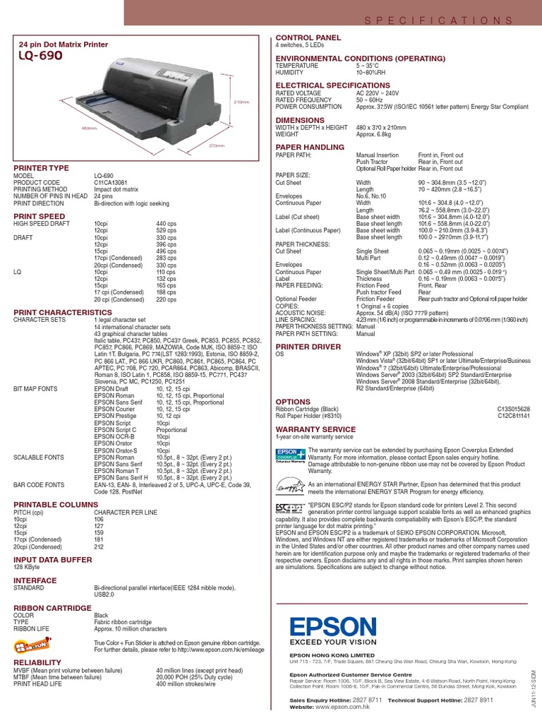 LQ 690 | PDF | Printer (Computing) | Office Equipment