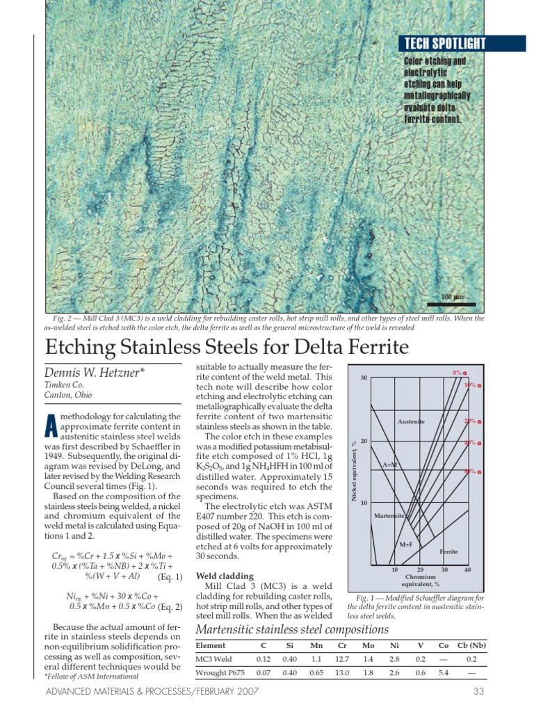 Etching Stainless Steels For Delta Ferrite PDF | PDF | Stainless Steel ...