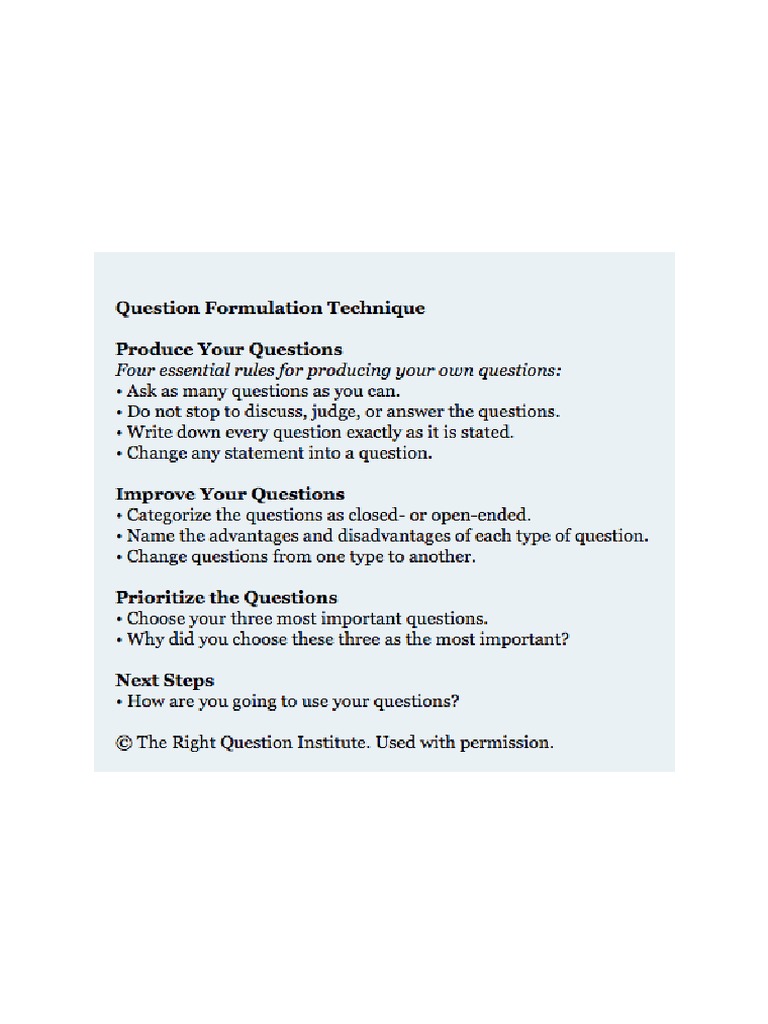 Question Formulation Technique Pdf