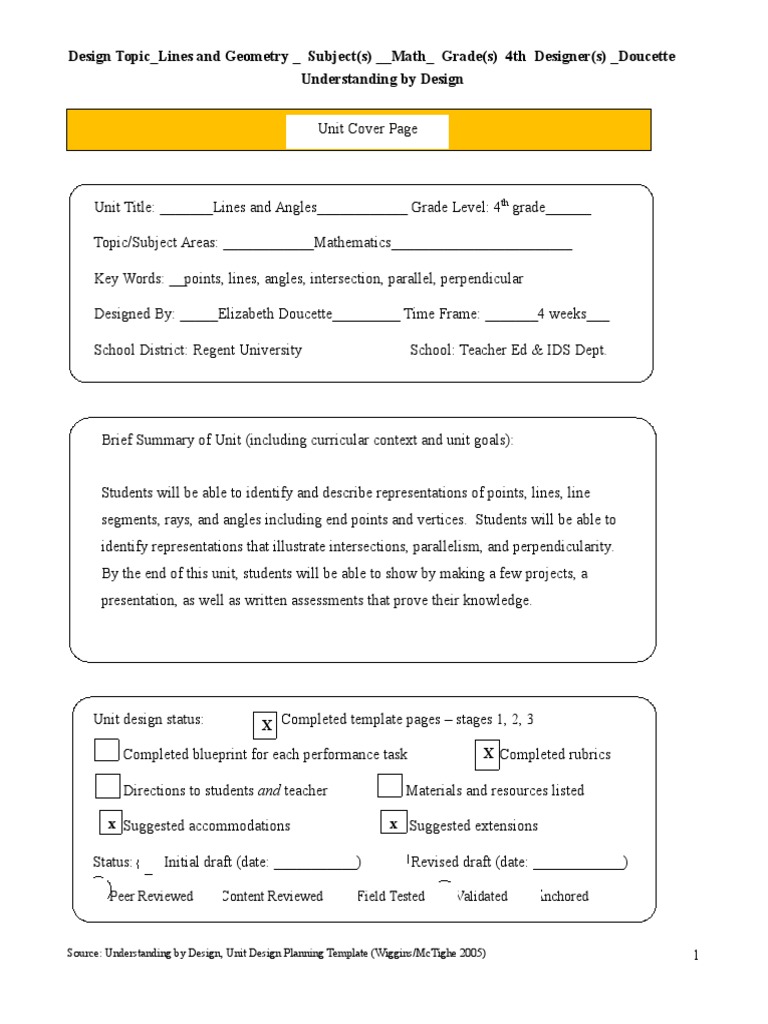 Design Topic - Lines and Geometry - Subject(s) - Math - Grade(s) 4th ...