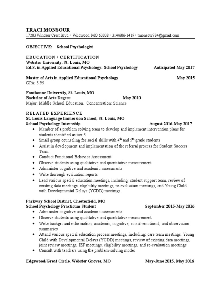 Traci Monsour: TH TH | PDF | School Psychology | Educational Psychology