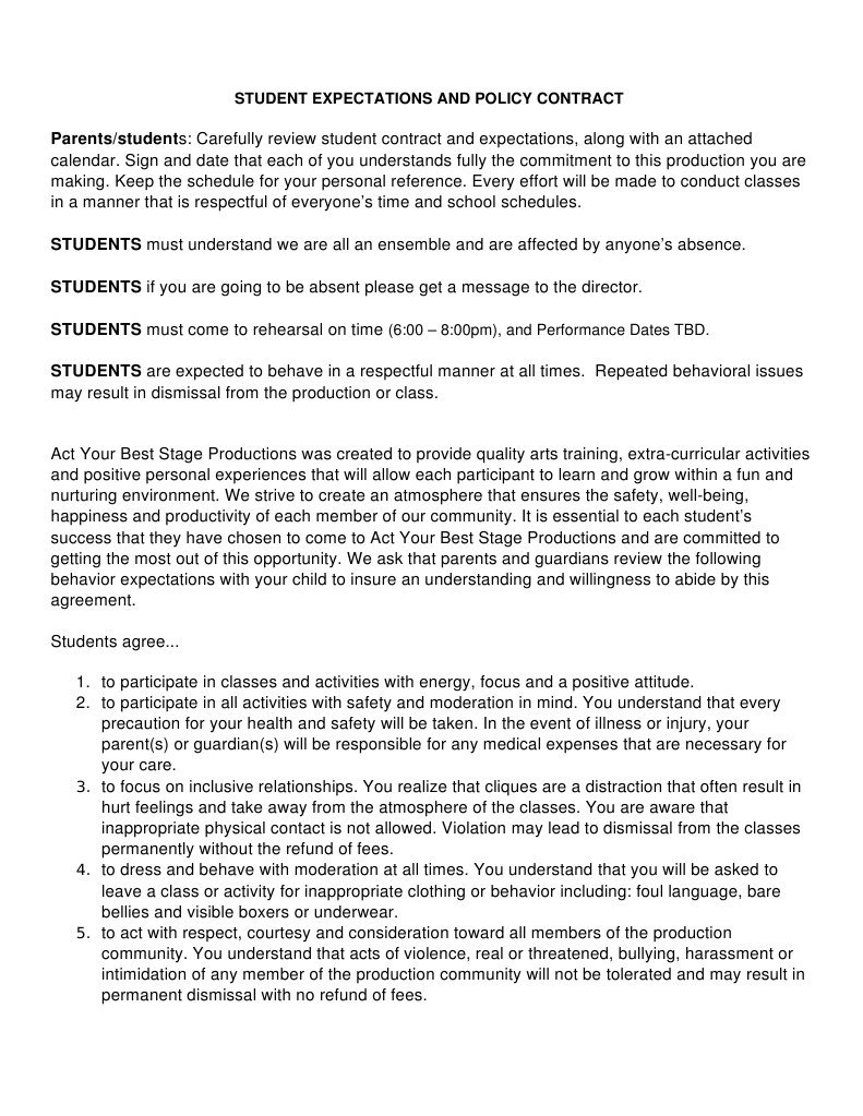 Student Contract and Expectation | PDF | Interpersonal Relationships ...