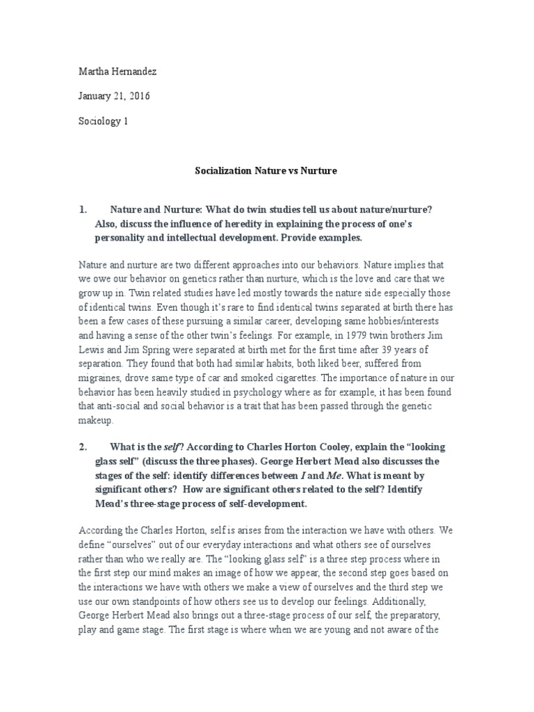 Socialization Nature Vs Nurture Assignment | PDF | Socialization ...