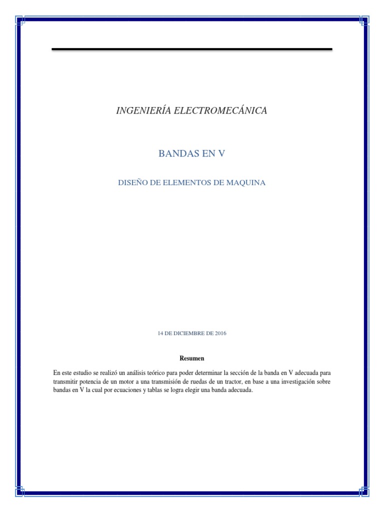Diseño de Bandas en V para Transmisión | PDF | Transmisión (Mecánica ...
