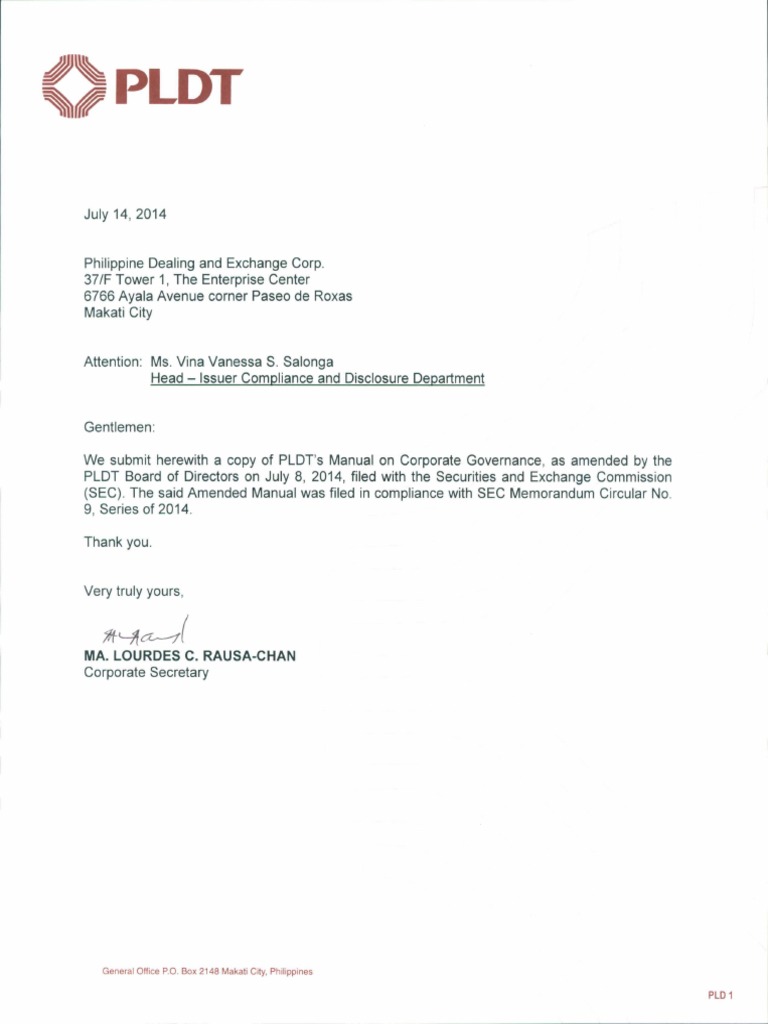 PLDT Manual On Corporate Governance | Download Free PDF | Internal ...