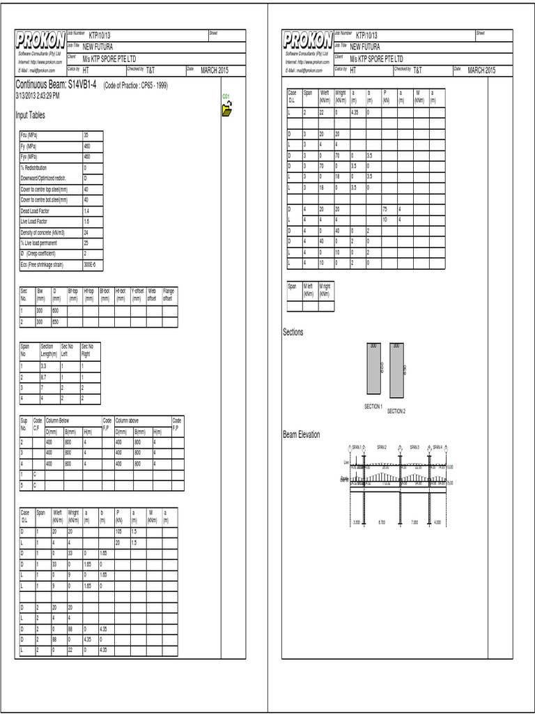 Continuous Beam: S14VB1-4: Input Tables | PDF | Structural Engineering ...