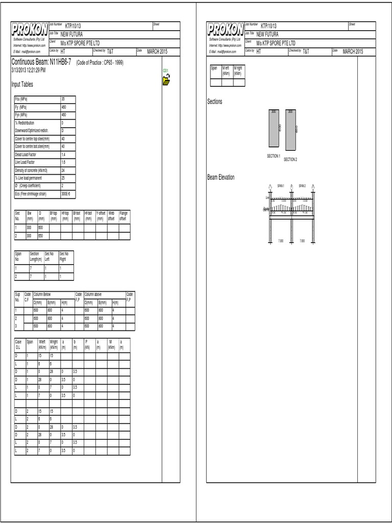 Continuous Beam: N11HB6-7: Input Tables Sections | PDF