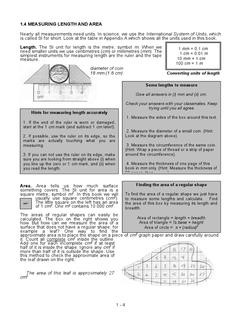 Measuring The Length and Area | PDF | Area | Length