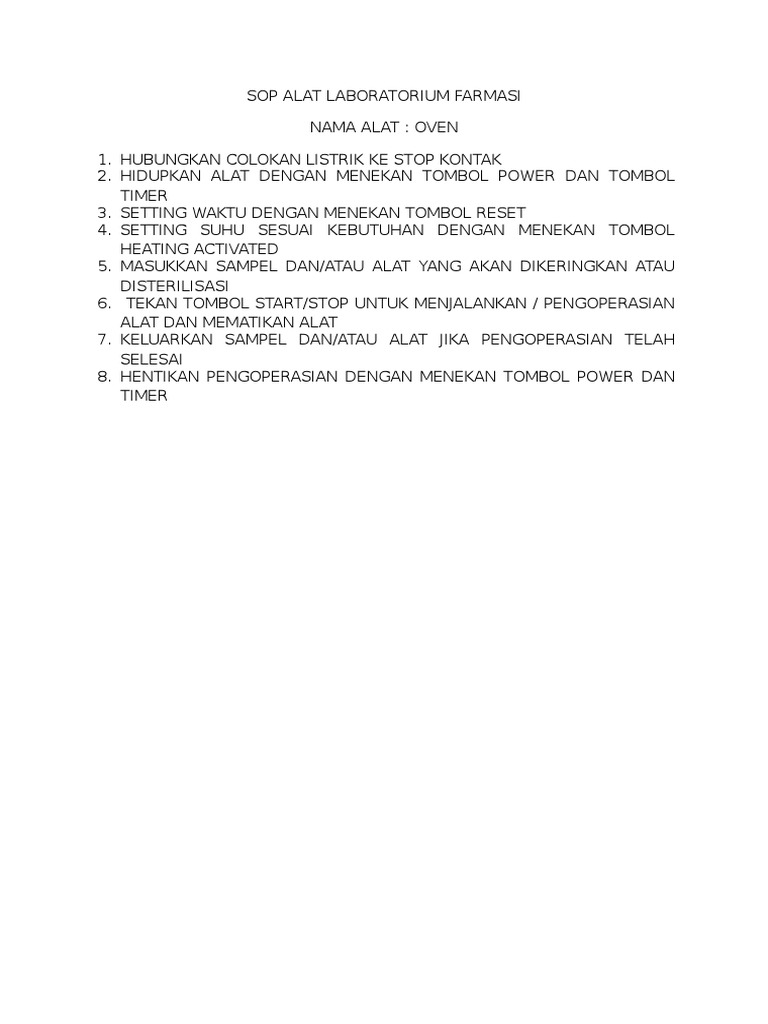 SOP Penggunaan Alat Laboratorium Farmasi | PDF