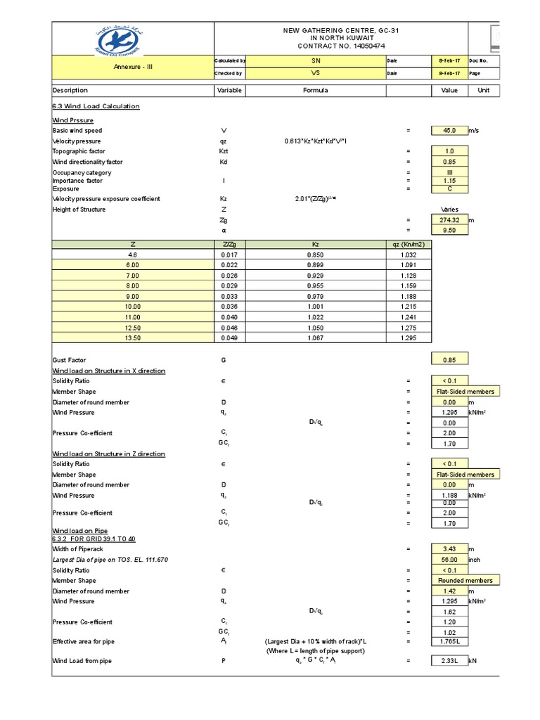 Wind Load EXCEL SHEET | PDF