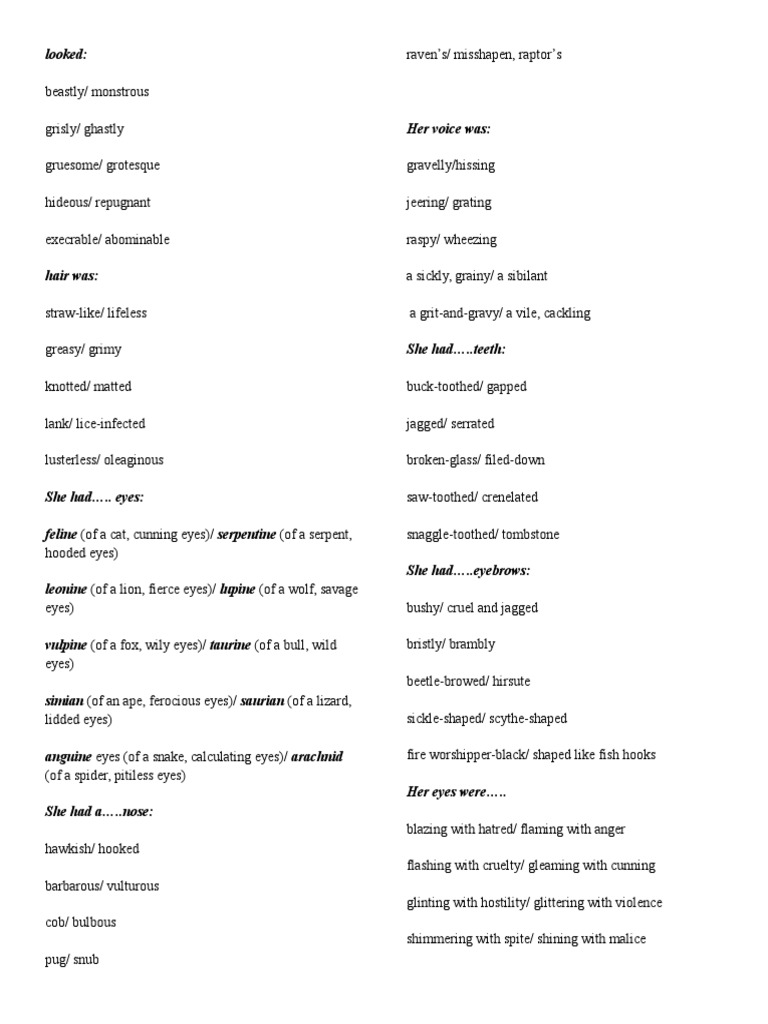 Descriptive Traits of a Horror Character | PDF | Nature