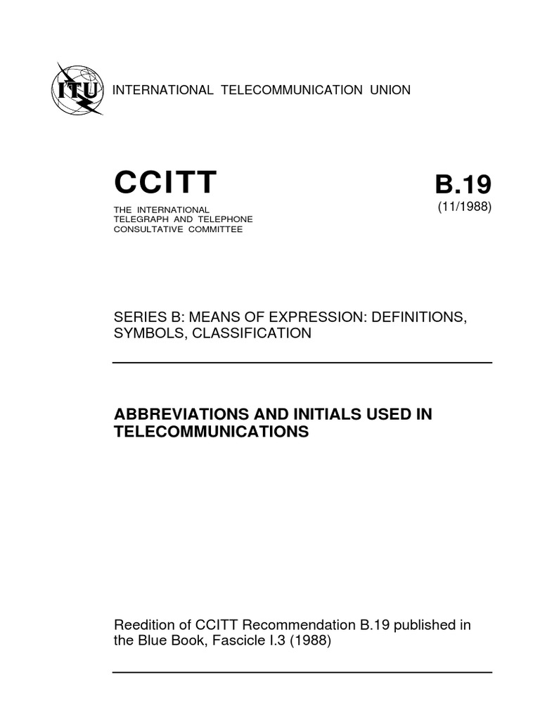 Ccitt: Abbreviations and Initials Used in Telecommunications | PDF ...